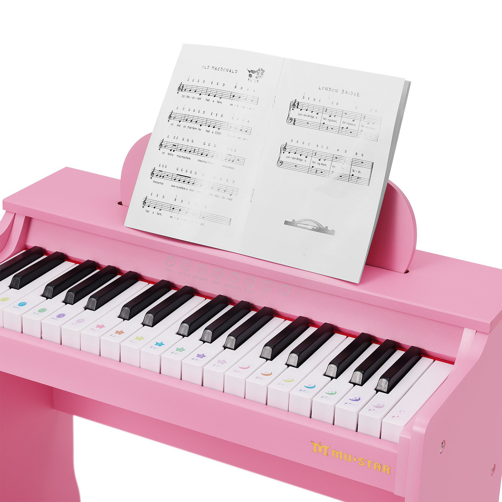 Mustard 37 Keys Cloud Shape Wood Piano With Piano Bench And Diy Sticker ...