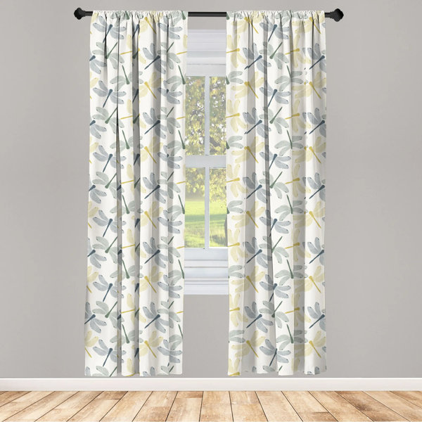 East Urban Home Dragonfly Semi-Sheer Rod Pocket Curtain Panels ...