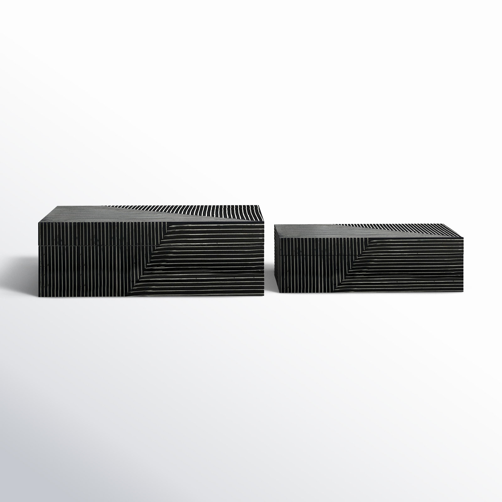 Joss & Main Set of 2 Navy Blue Storage Boxes - Contemporary Pinstripe ...