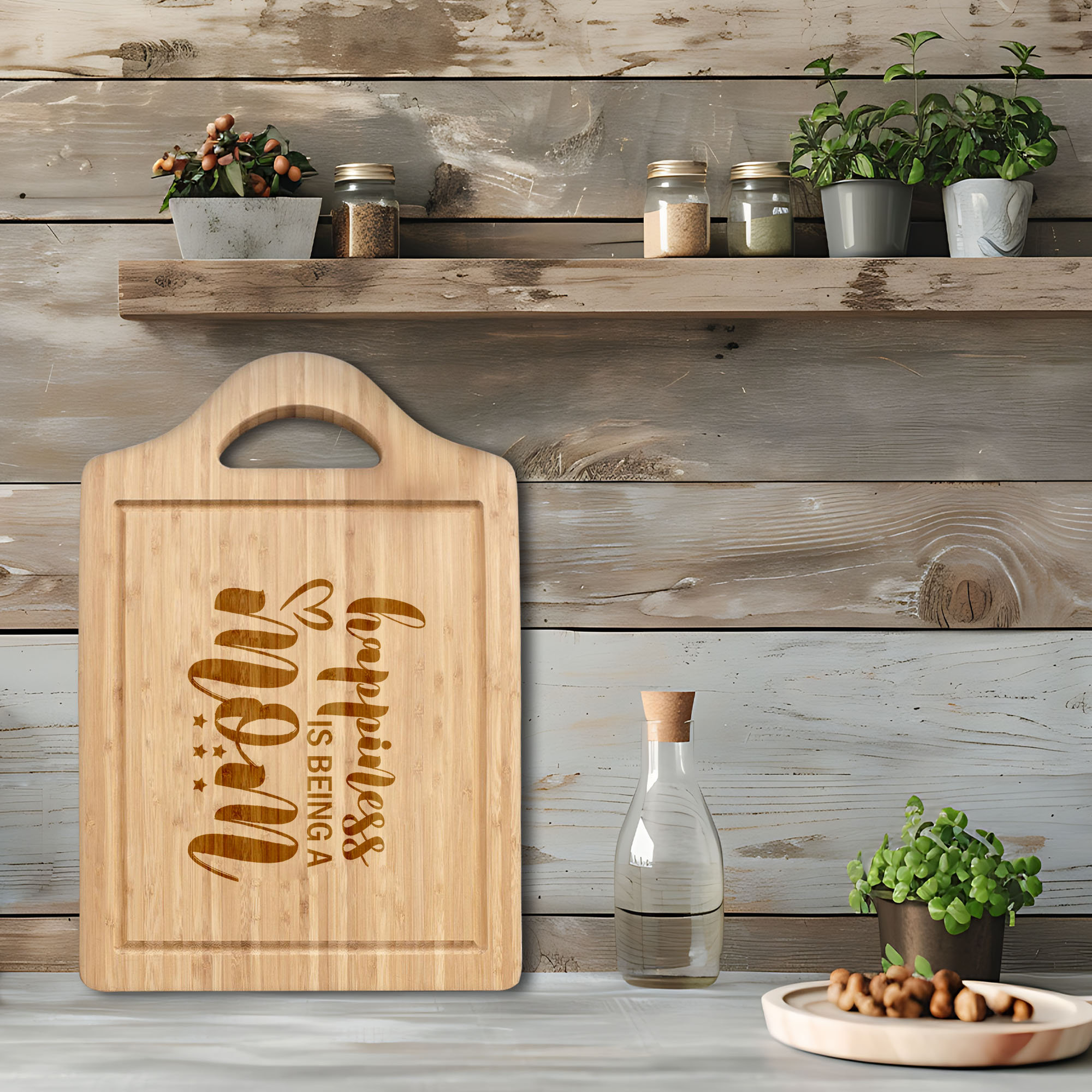 MentionedYou Happiness Is Being A Mom - 1 Piece Bamboo Cutting Board ...