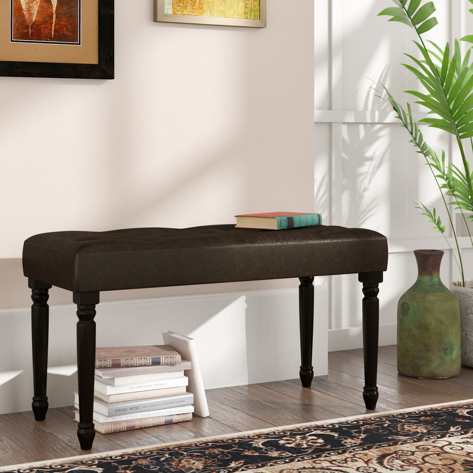 Charlton Home® Smithton Faux Leather Office Bench & Reviews | Wayfair