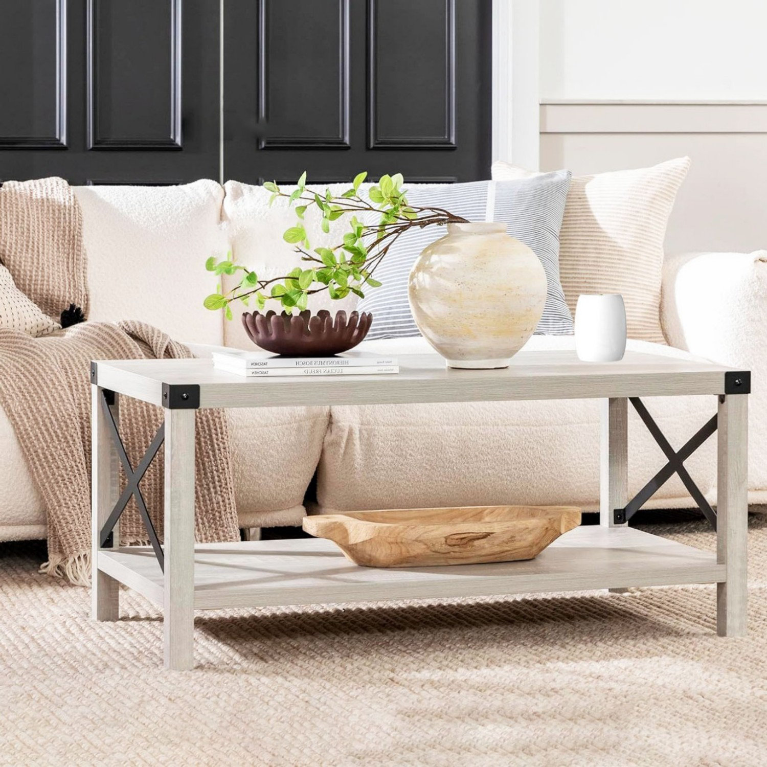 AKLOV Modern Farmhouse Metal X Coffee Table, 40 Inch | Wayfair