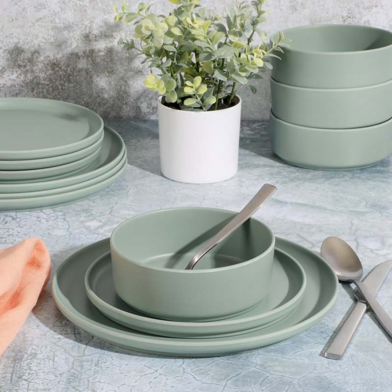 Gibson Home Canyon Crest 12-Piece Stackable Matte Melamine Dinnerware ...