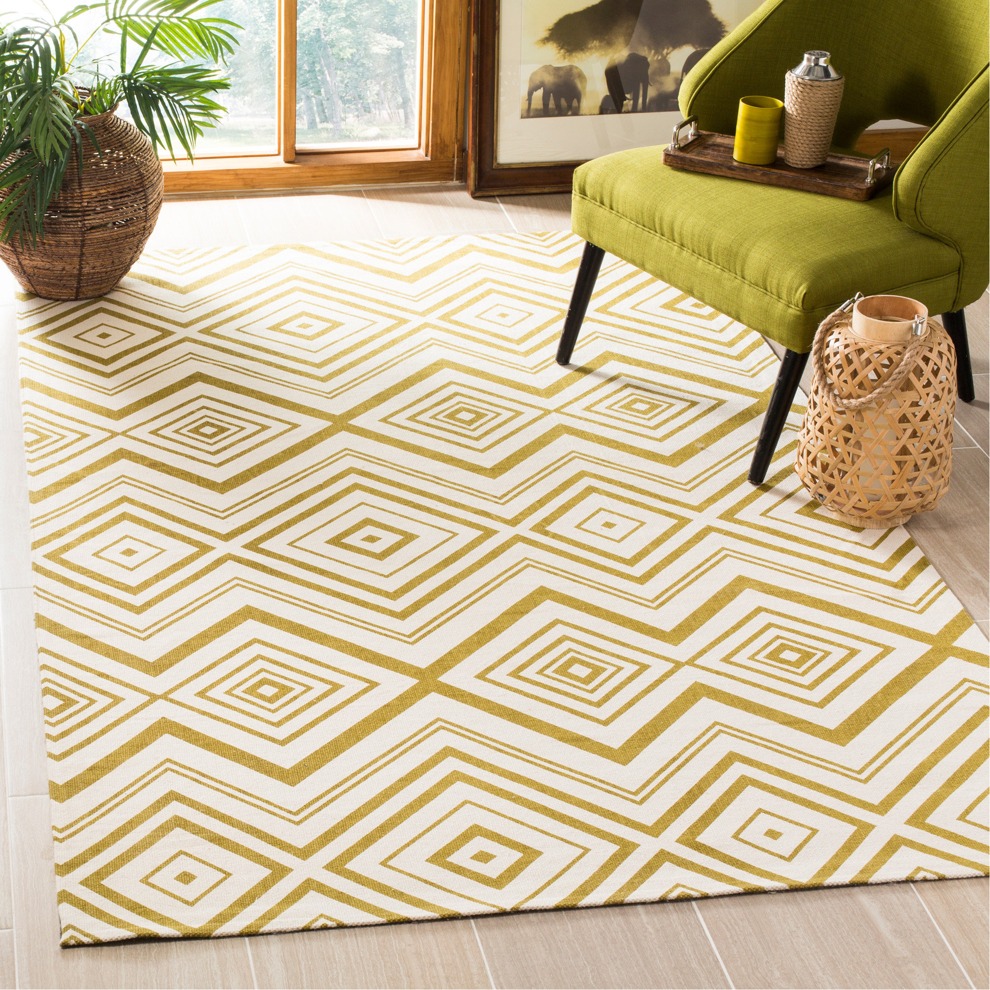 Wrought Studio™ Sonny Cedar Brook Hand Loomed Cotton Geometric Rug ...