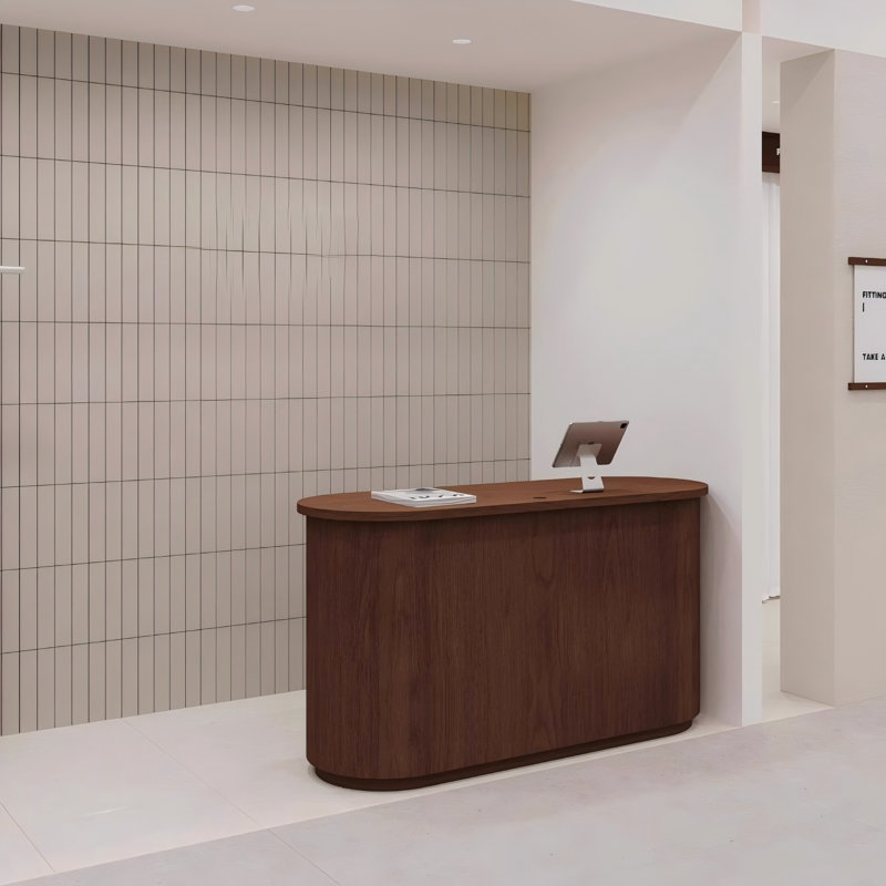 SINNOG Oval Solid Wood Reception Desk | Wayfair