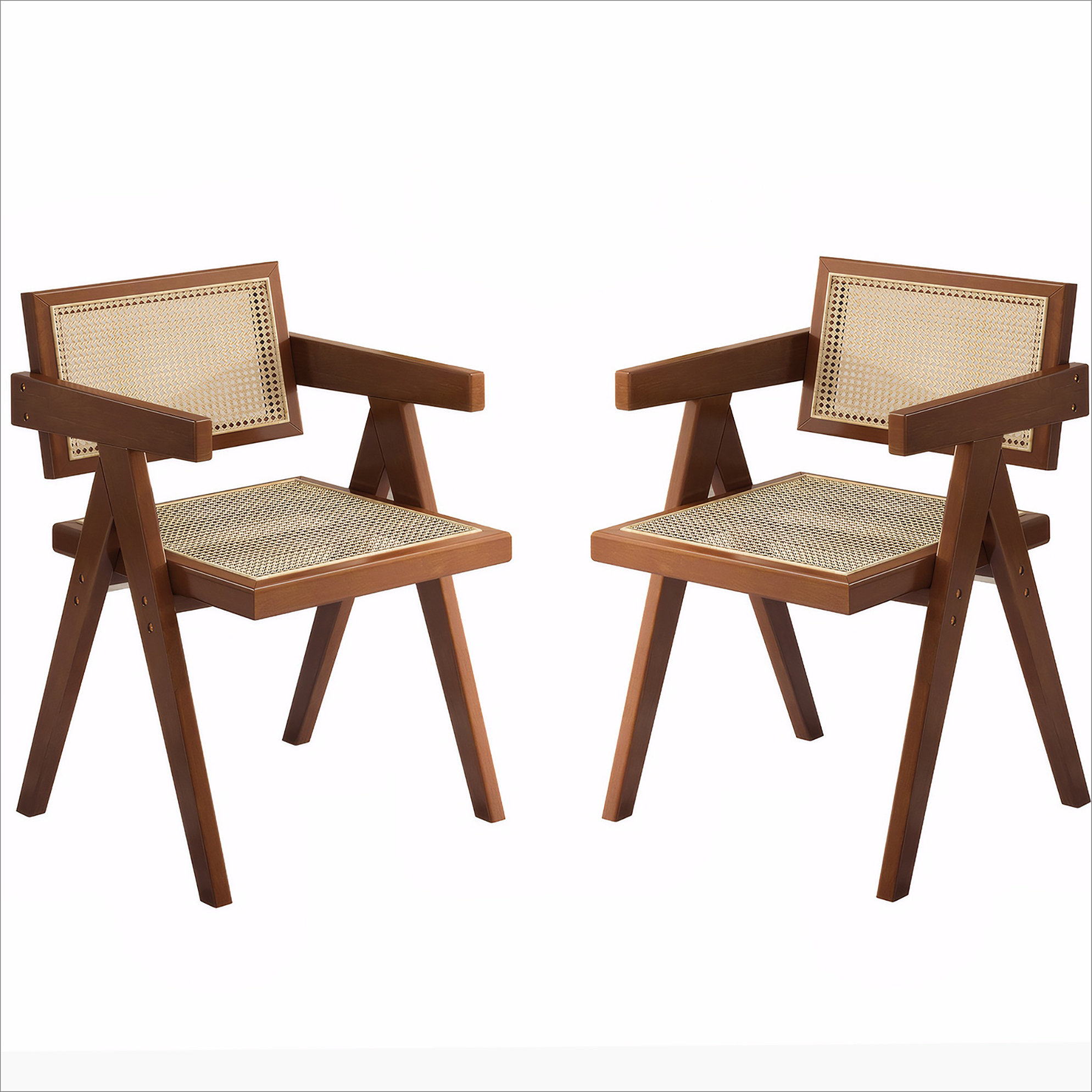 Bay Isle Home™ Modern Mid Century Dining Chairs Set of 2, Rattan Accent ...