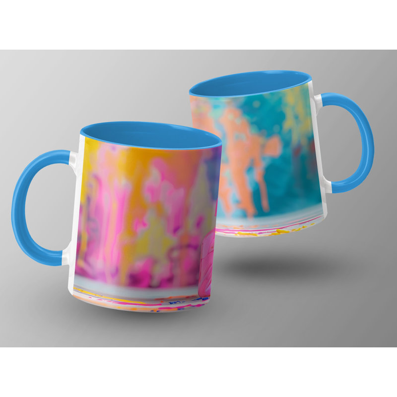 East Urban Home Kids Drawing Style 11oz Accent Mugs – White Ceramic ...