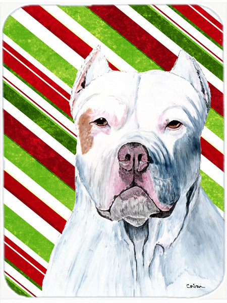 Caroline's Treasures Pit Bull Candy Cane Holiday Christmas Glass ...