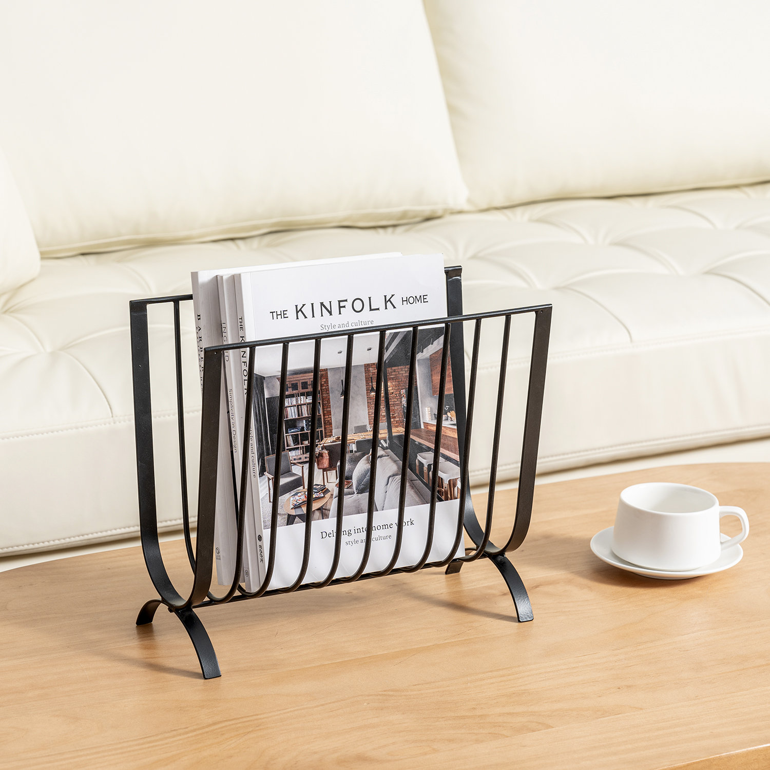 George Oliver Metal Black Standing Magazine Rack | Wayfair