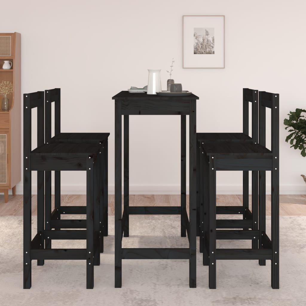 Ophelia & Co. Bar Set Black Solid Pine Wood Medium Seats Many Bar Set ...