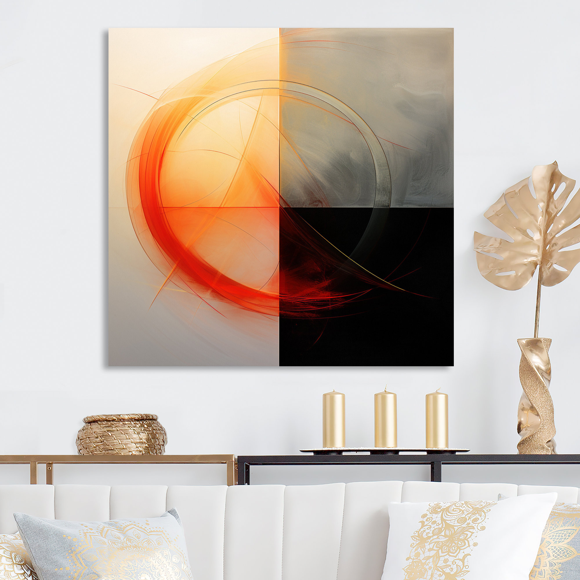 Wrought Studio Red Moon Rising Abstract Landscape - Print on Canvas ...