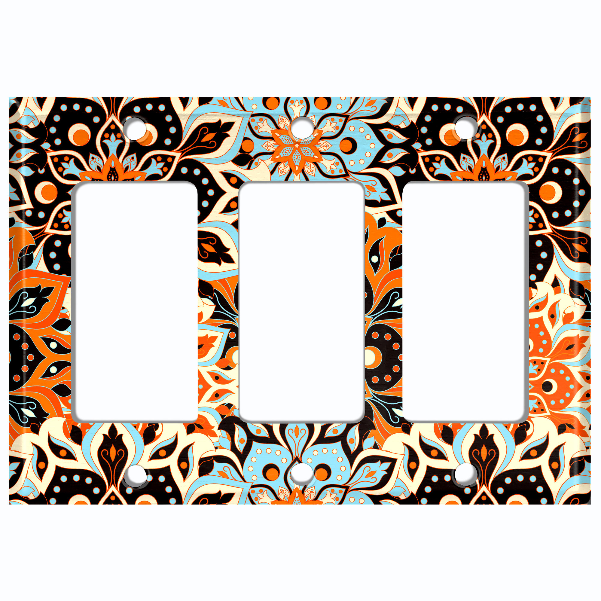 WorldAcc Metal Light Switch Plate Outlet Cover (Teal Orange Mandala ...