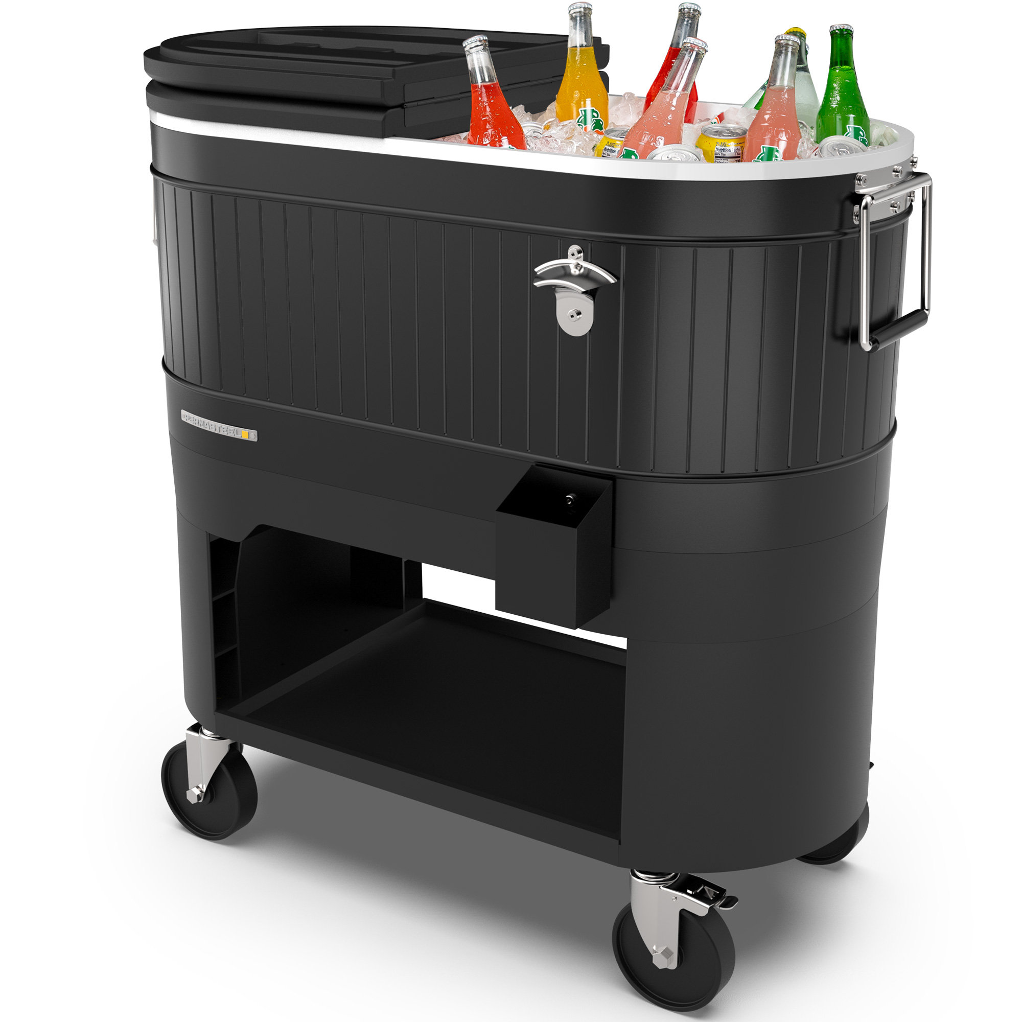 Permasteel 120-Qt Large Outdoor Cooler Cart on Wheels, Rolling Patio ...