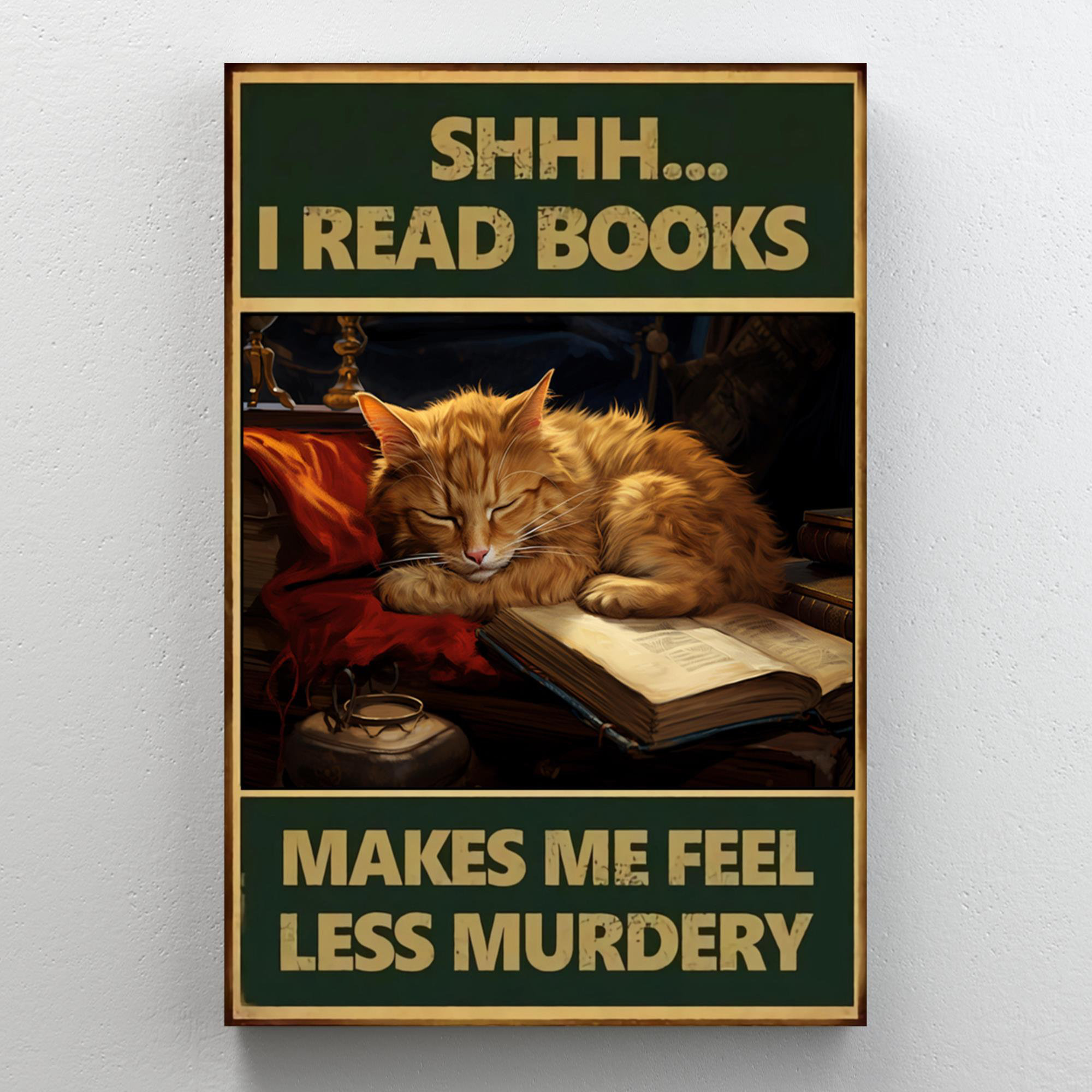 Trinx Cat Shhh I Read Books - 1 Piece Rectangle Graphic Art Print On ...