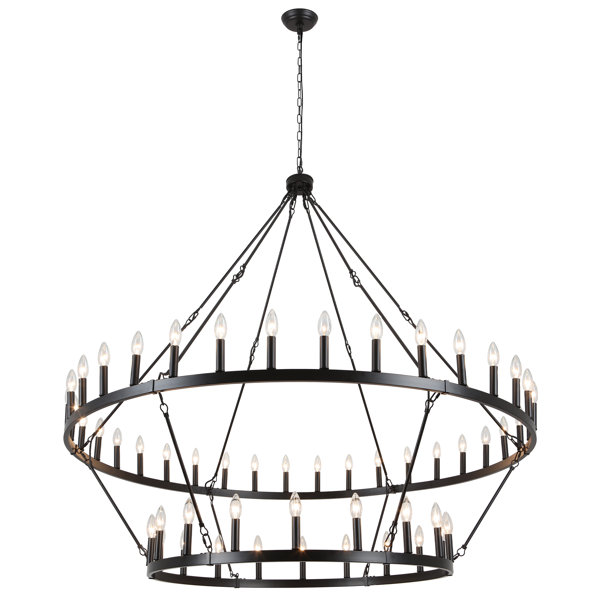 Gracie Oaks Lustre de style campagnard rustique à deux niveaux avec 54 ...