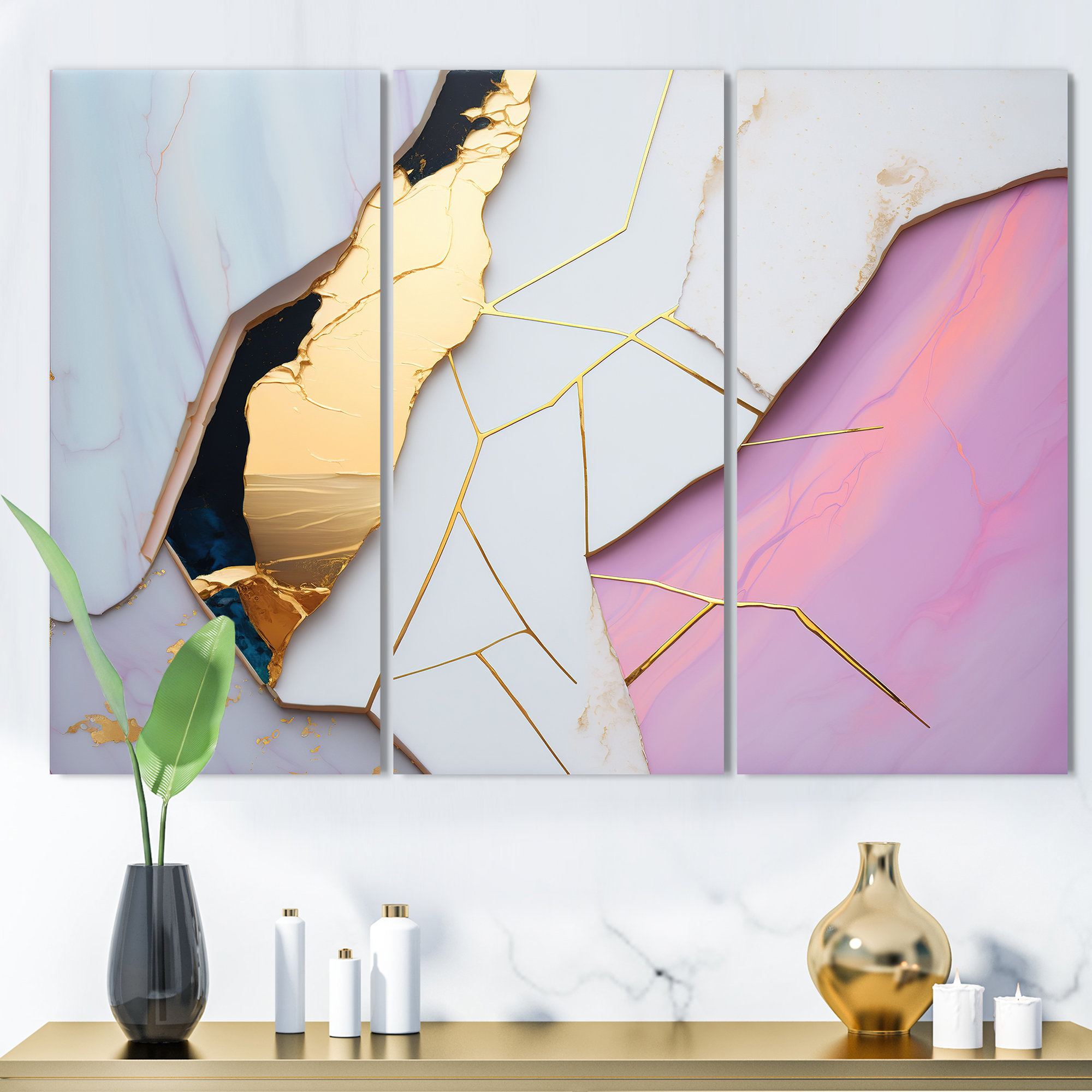 Design Art Abstract Geode White III - Marble Abstract Canvas Wall Art ...