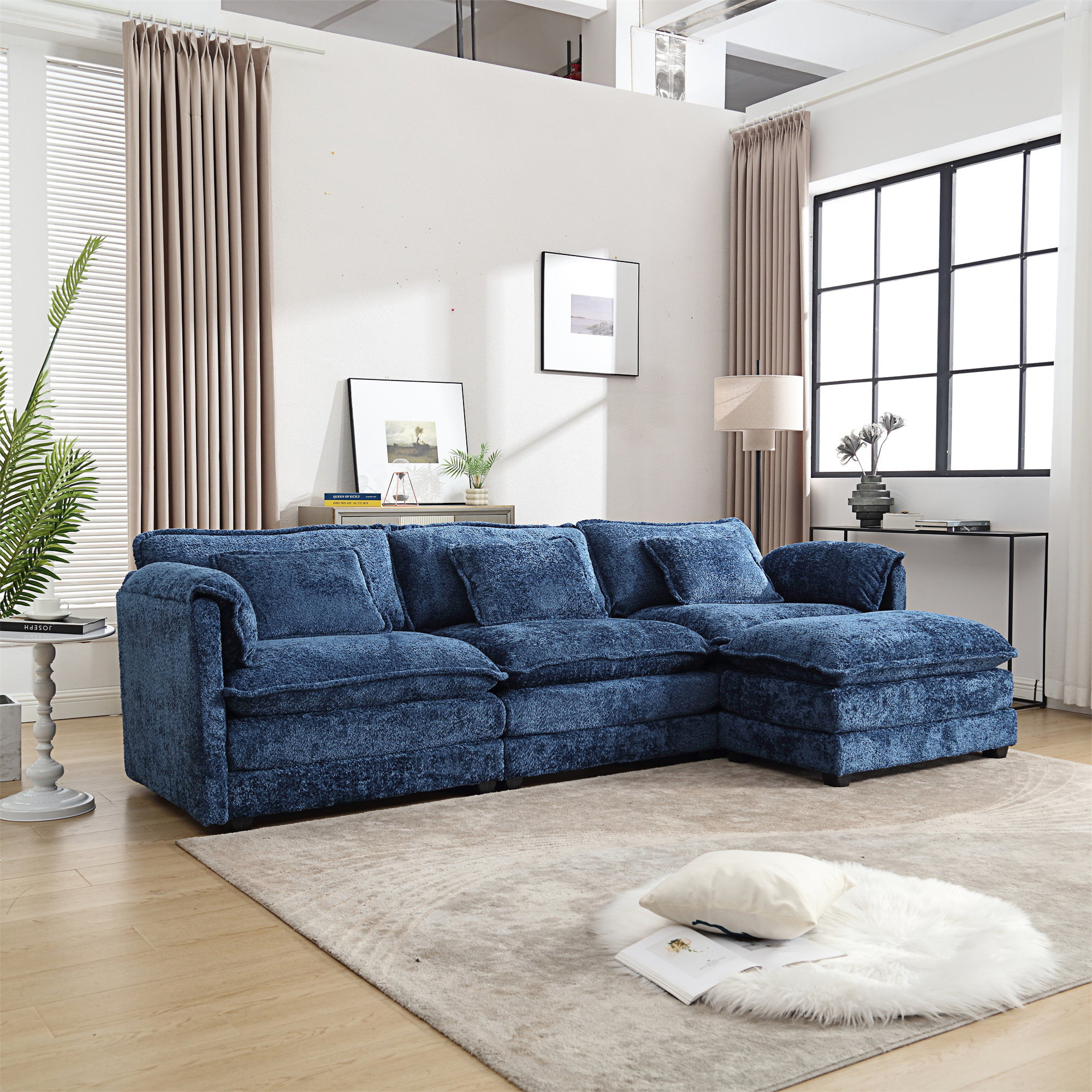 Ivy Bronx Modern Large L-Shape Sectional Chenille Fabric | Wayfair
