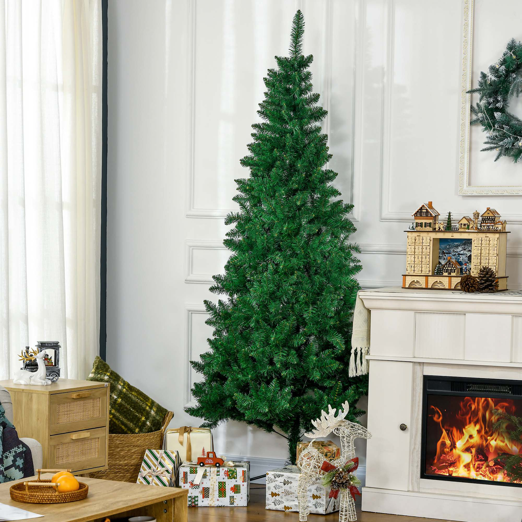 Charlton Home® 5/7Ft Half Artificial Auto Open Christmas Tree Holiday ...
