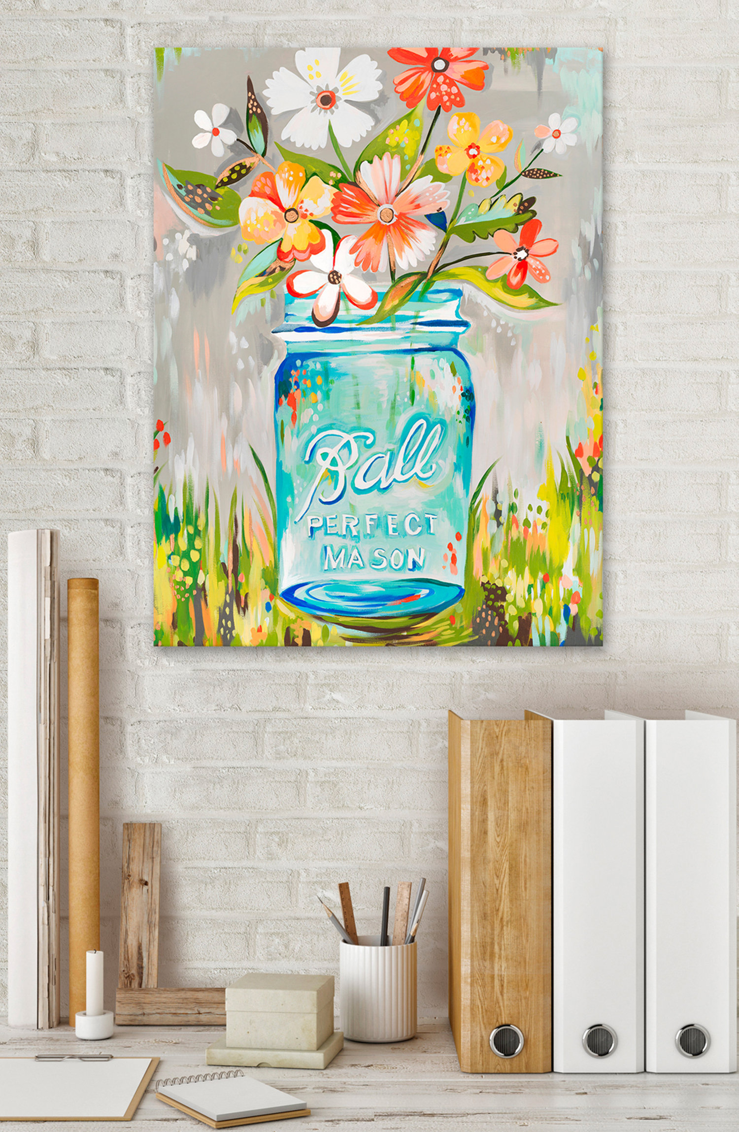 Isabelle & Max™ 'Ball Perfect Mason Jar' Framed Painting Print on ...