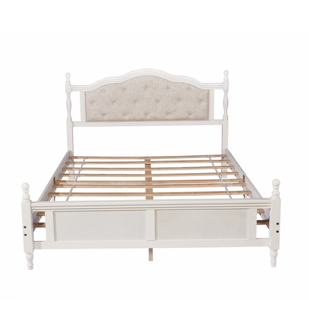 Ophelia & Co. Pine wooden Bed with Upholstered Headboard and Panel ...