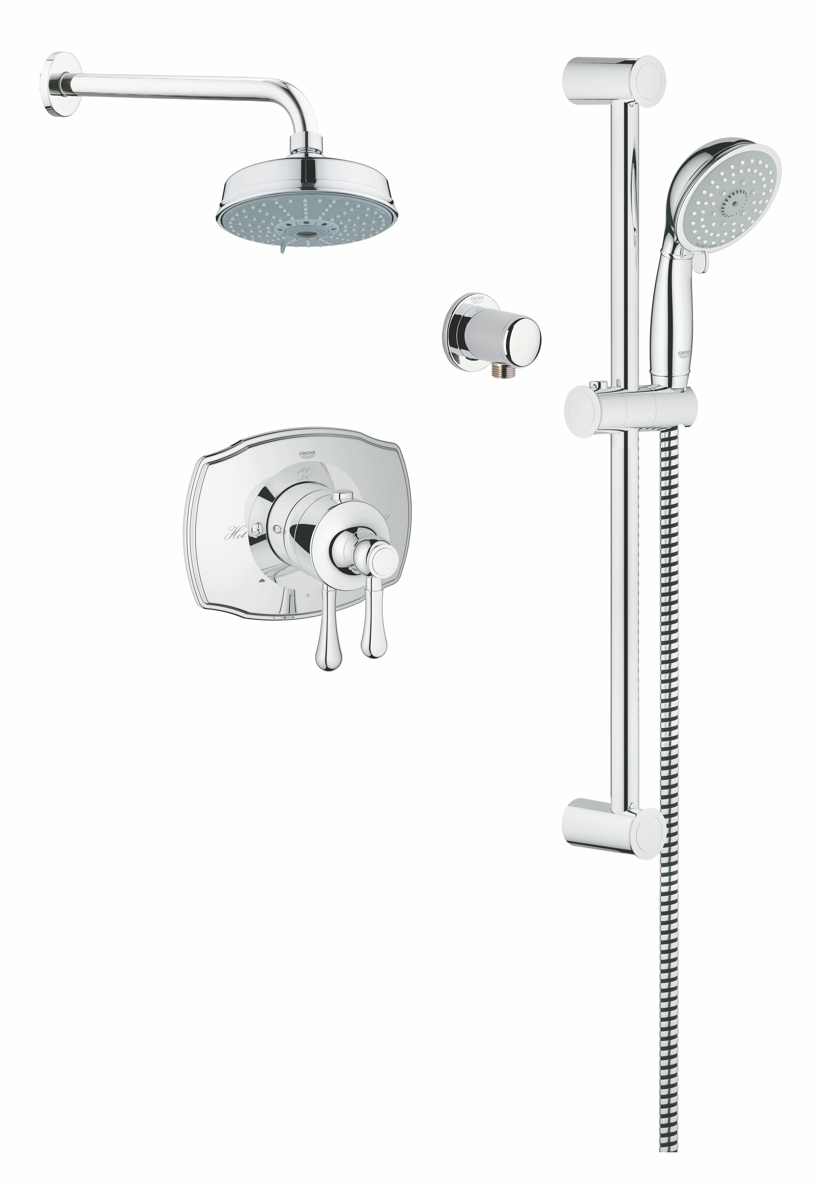 GROHE Authentic Thermostatic Complete Shower System with Rough-in Valve ...