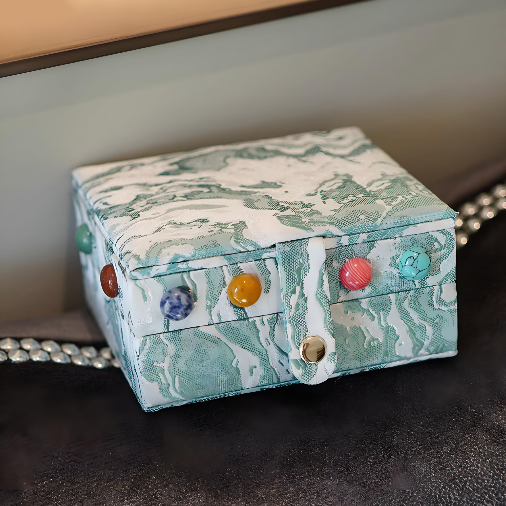 Ivy Bronx Elegant Double-Layer Natural Jade Jewellery Box, A ...