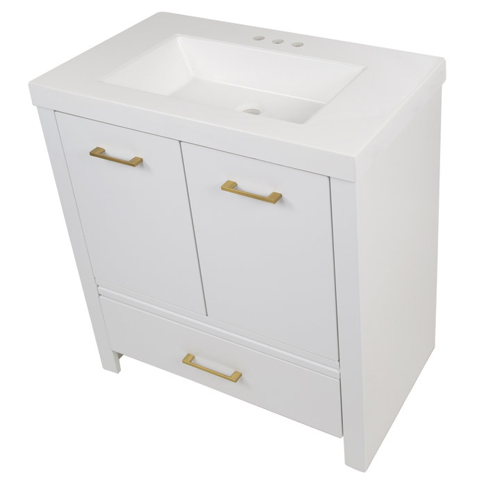 Latitude Run® 30.5'' Free Standing Single Bathroom Vanity with Cultured ...
