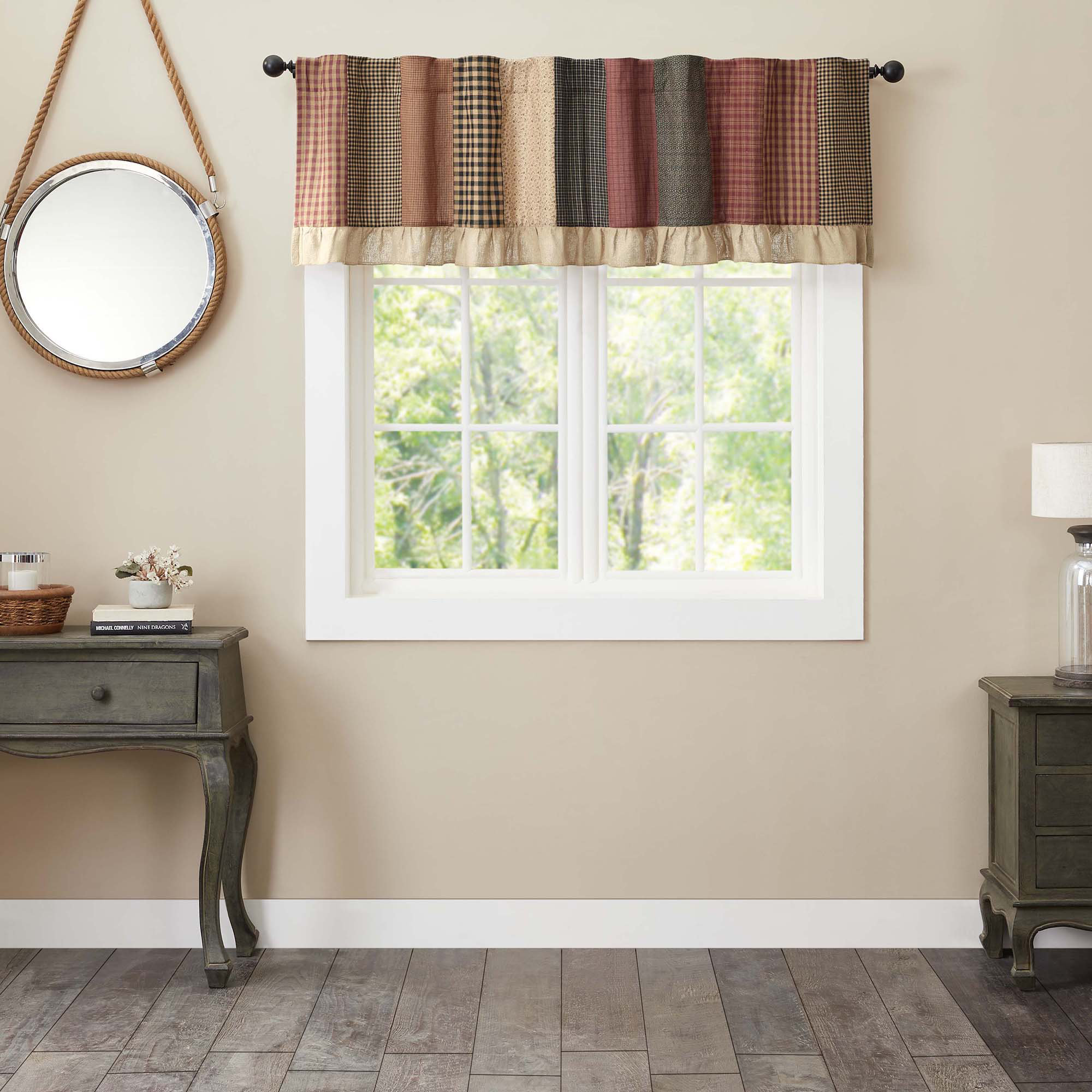 August Grove® Hawtrey Patchwork Cotton Tailored Window Valance in ...