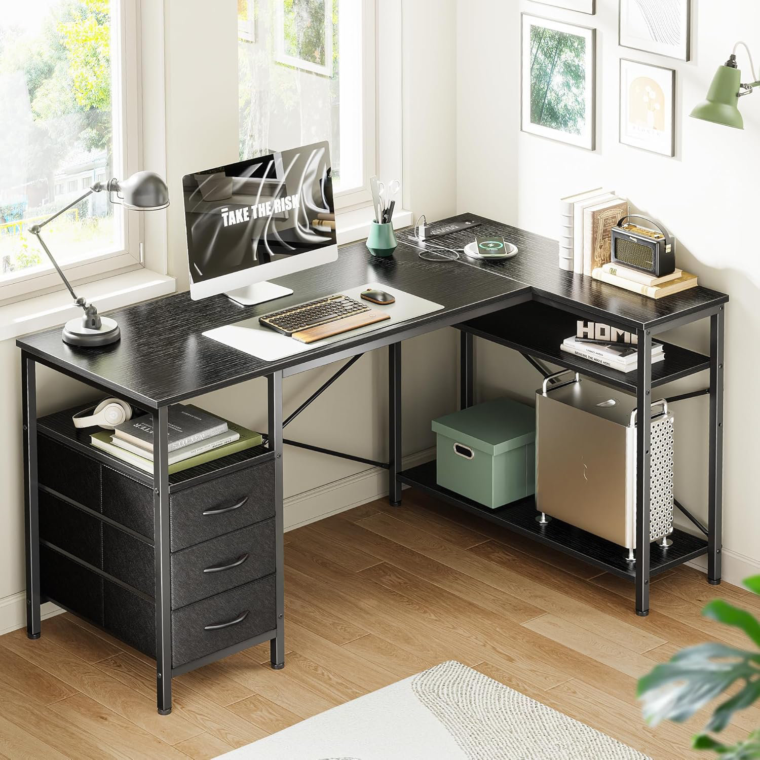 MAZOJA 47 Inch L Shaped Office Desk with Power Outlets - Wayfair Canada