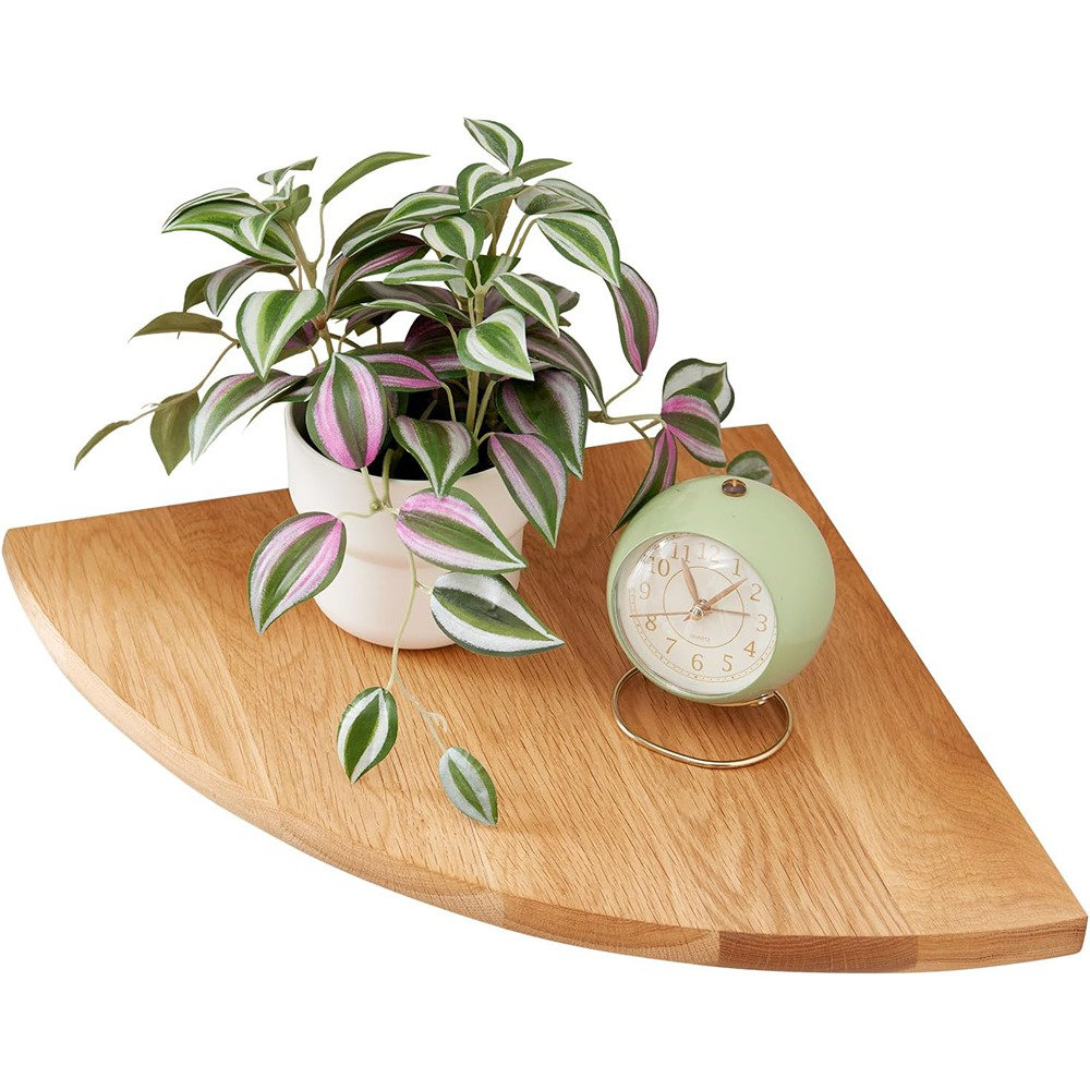 Latitude Run® Oak Corner Shelf 10 Inches Natural Wood Floating Corner ...