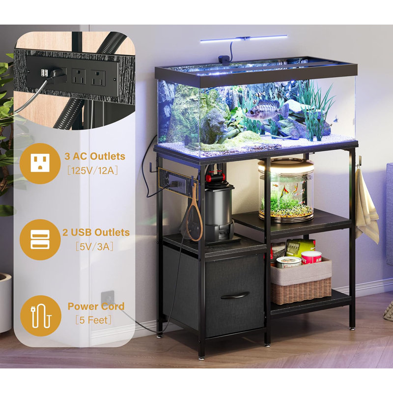 Archie & Oscar™ 10,20,29 Gallon Fish Tank Stand With Power Outlet ...