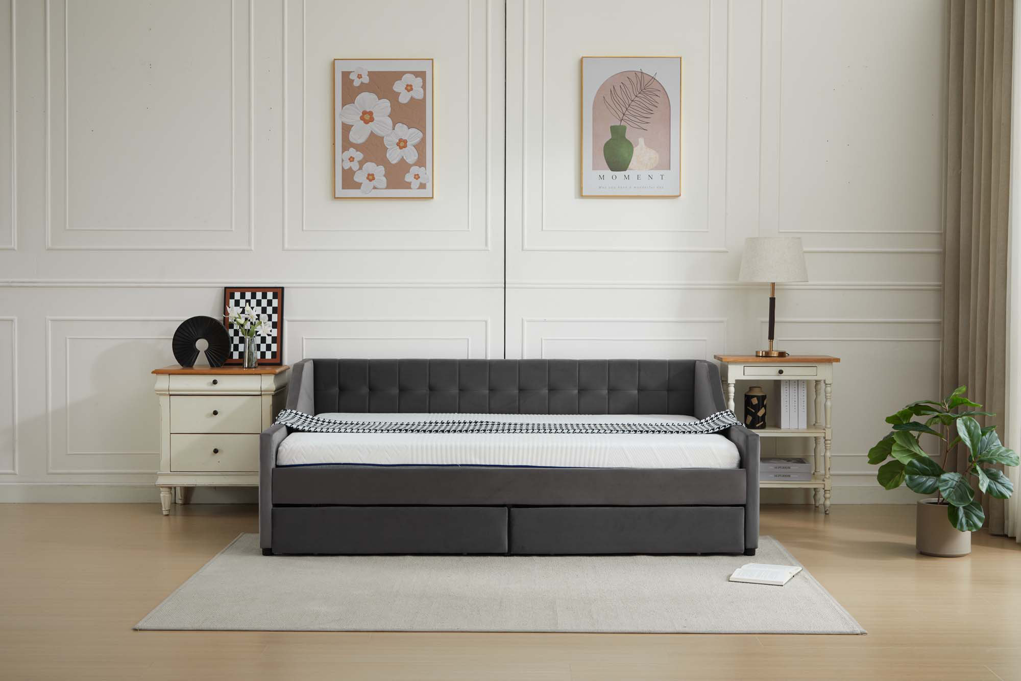 Latitude Run® Daybed Corner Bed Sofa Bed With Drawers Velvet ...