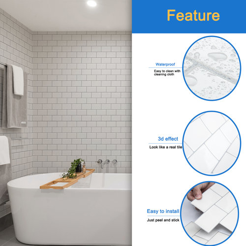 White Peel & Stick Backsplash Tile You'll Love | Wayfair