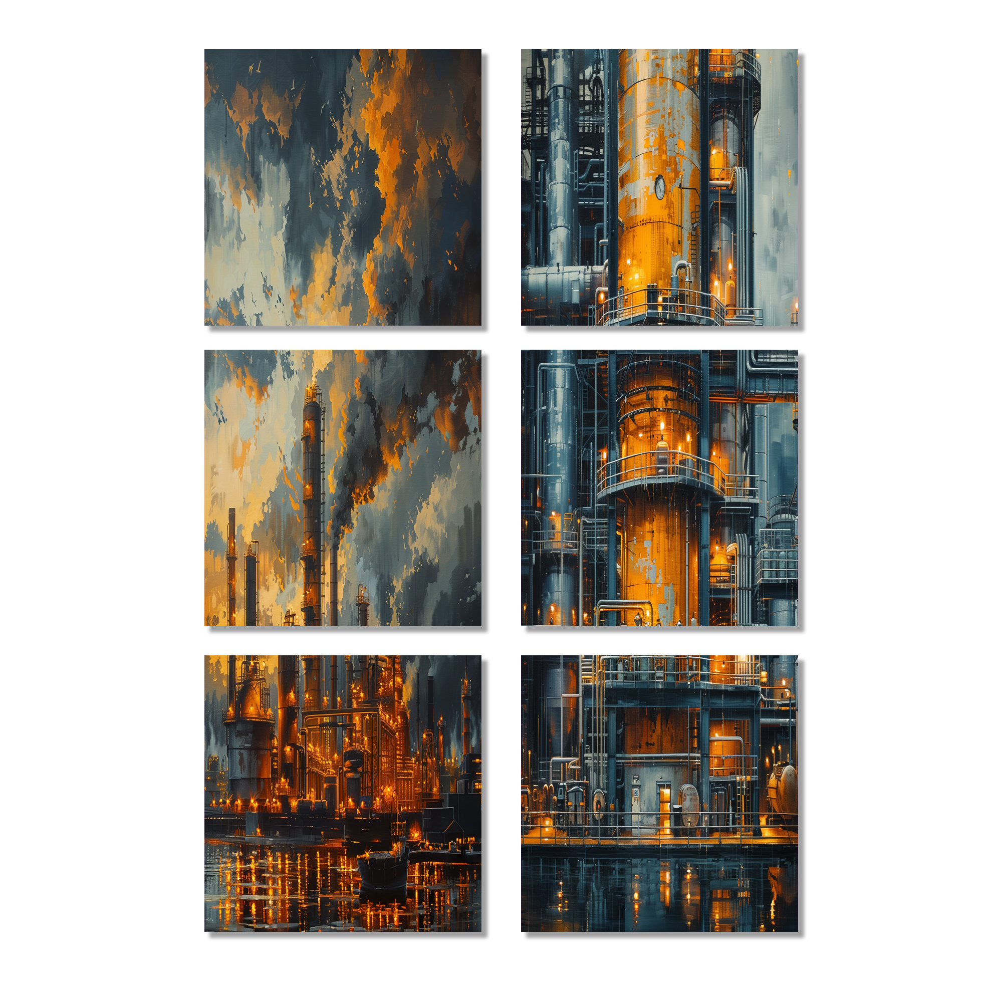 Trent Austin Design® Petroleum Oil Refinery At Night - Factories Canvas ...