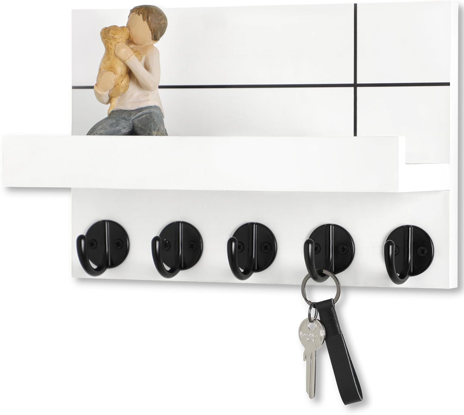 Ophelia & Co. Wall Mounted Key Holder Decorative Wall Shelf With Hooks ...