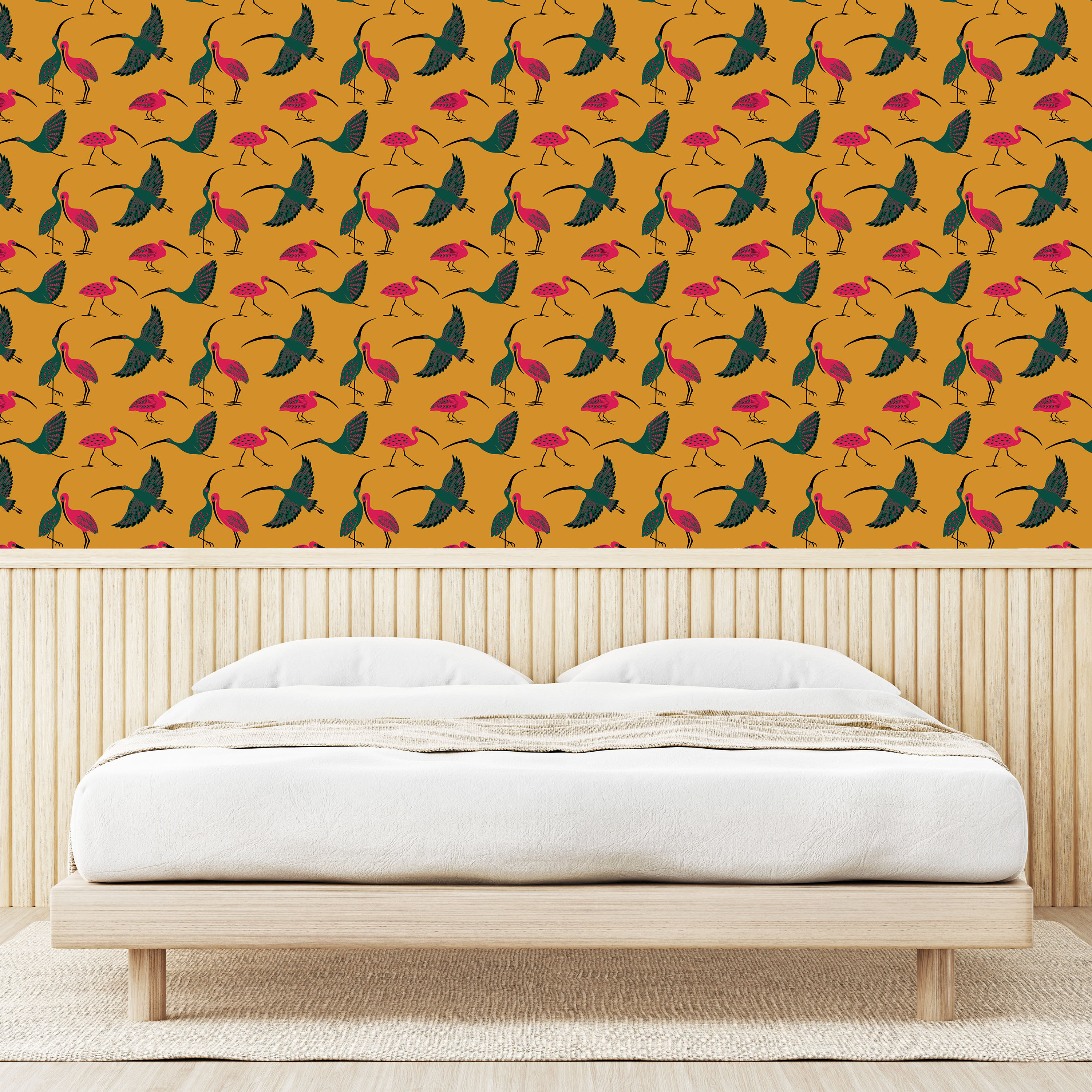 Winston Porter Hery Folk Inspired Ornate Birds Peel and Stick Wallpaper ...