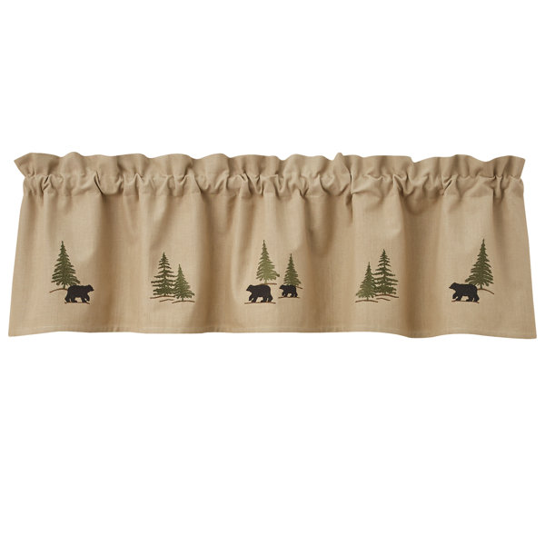 Loon Peak® Demery Cotton Tailored 60" Window Valance in Beige/Black ...