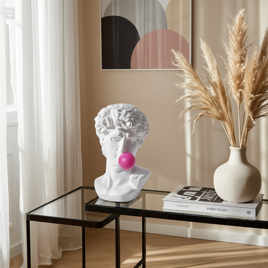 Trinx White Polyresin 13" Greek God Head Sculpture with Bubble Gum ...