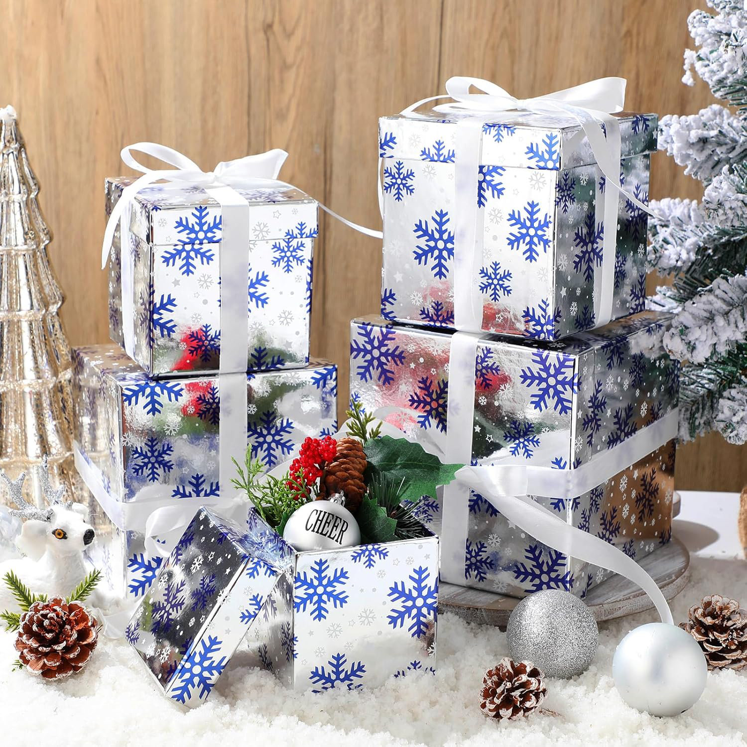 The Holiday Aisle® 5 Pcs Christmas Nesting Gift Box With Lid Square ...