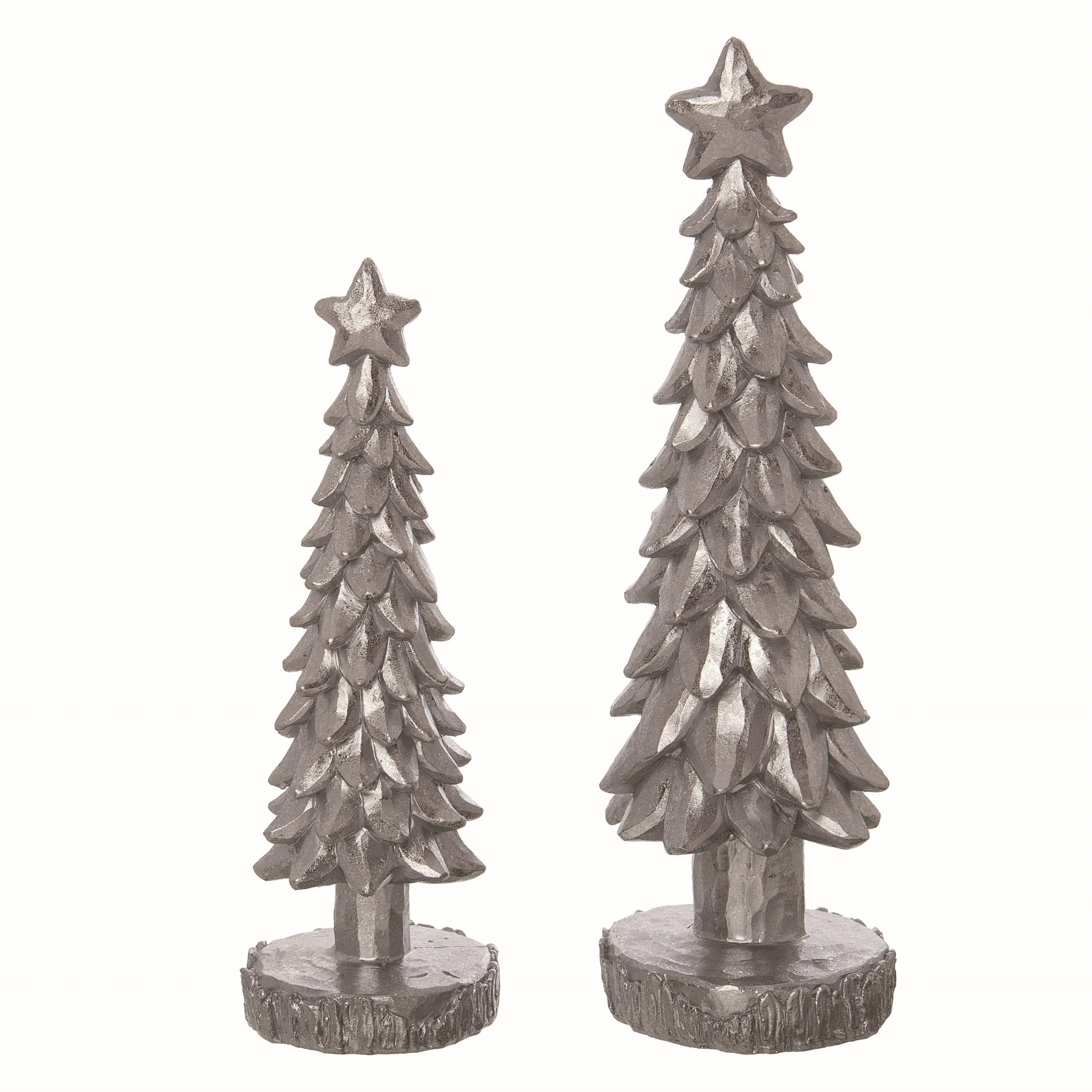 Latitude Run® Resin 12 in. Silver Christmas Elegant Trees Set of 2 ...