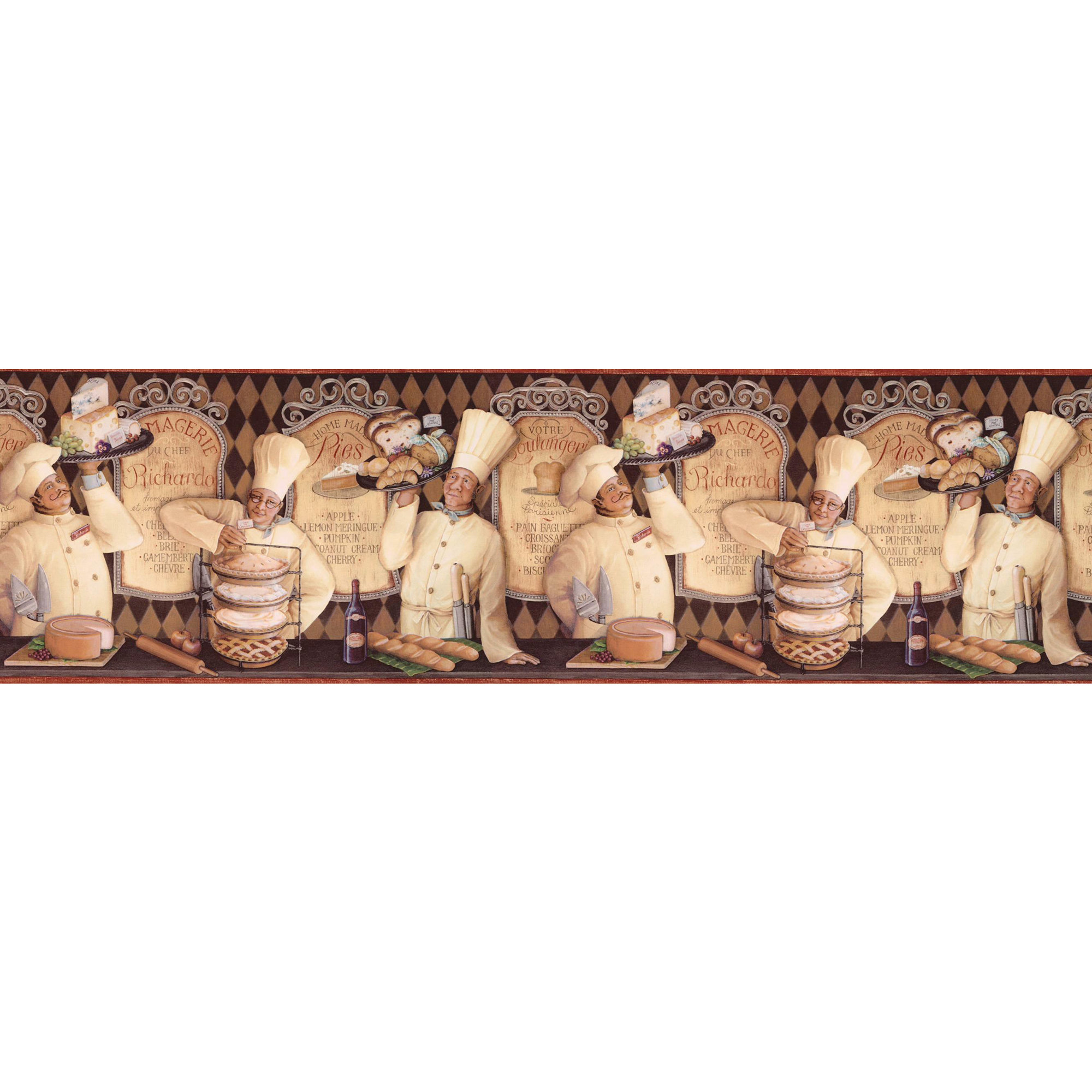Bloomsbury Market Alexyz French Bakery Chef Wallpaper Border 15' L x 10 ...