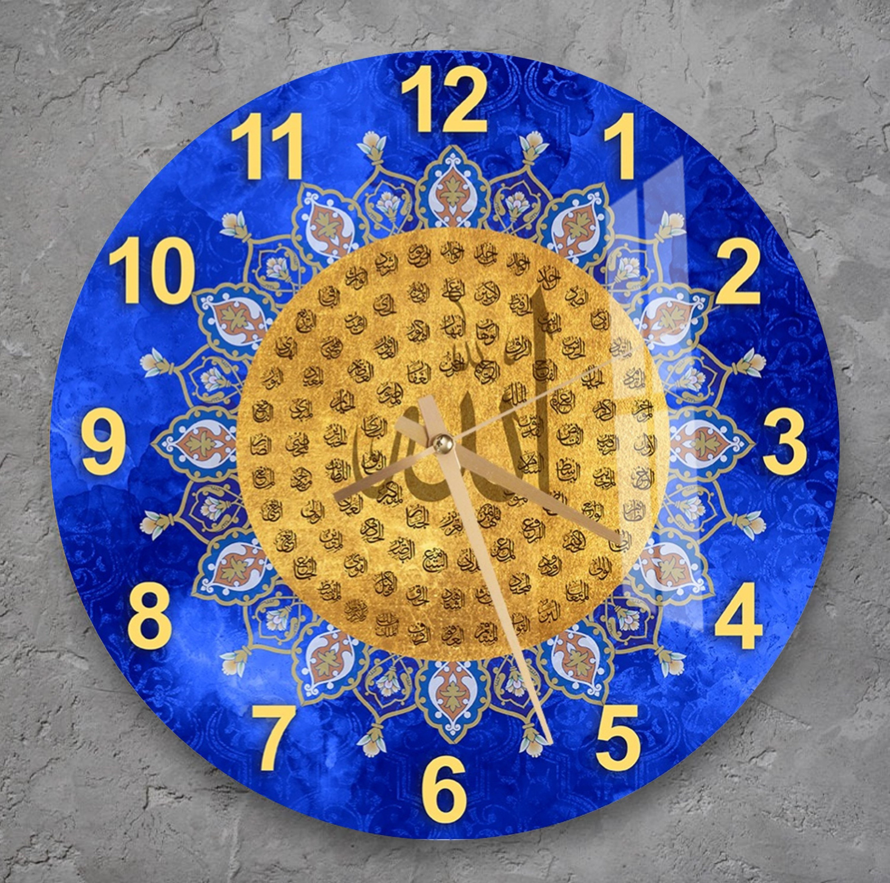 IWA ISLAMIC WALL ARTS Glass Asmaul Husna Islamic Wall Clock, Tempered ...