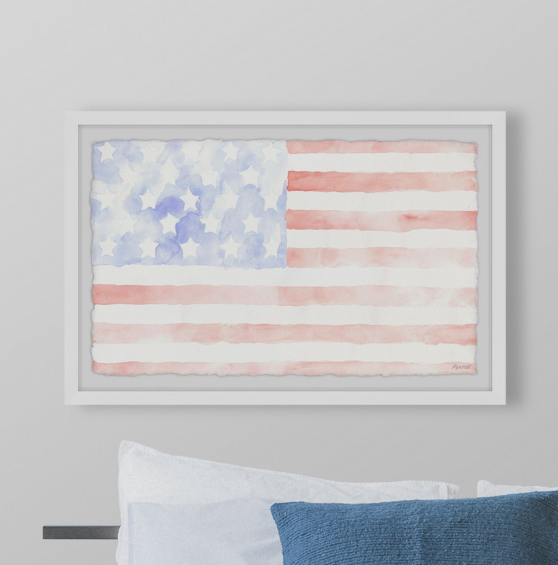 Gracie Oaks 'Faded American Flag' Framed Print | Wayfair