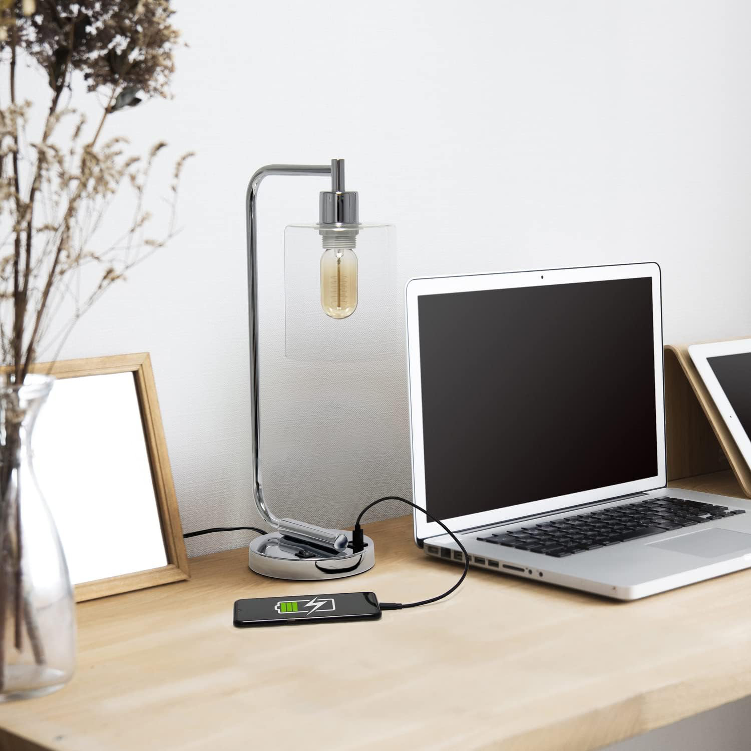 Hokku Designs Industrial Style Table Lamp With Dual USB Charging Ports ...