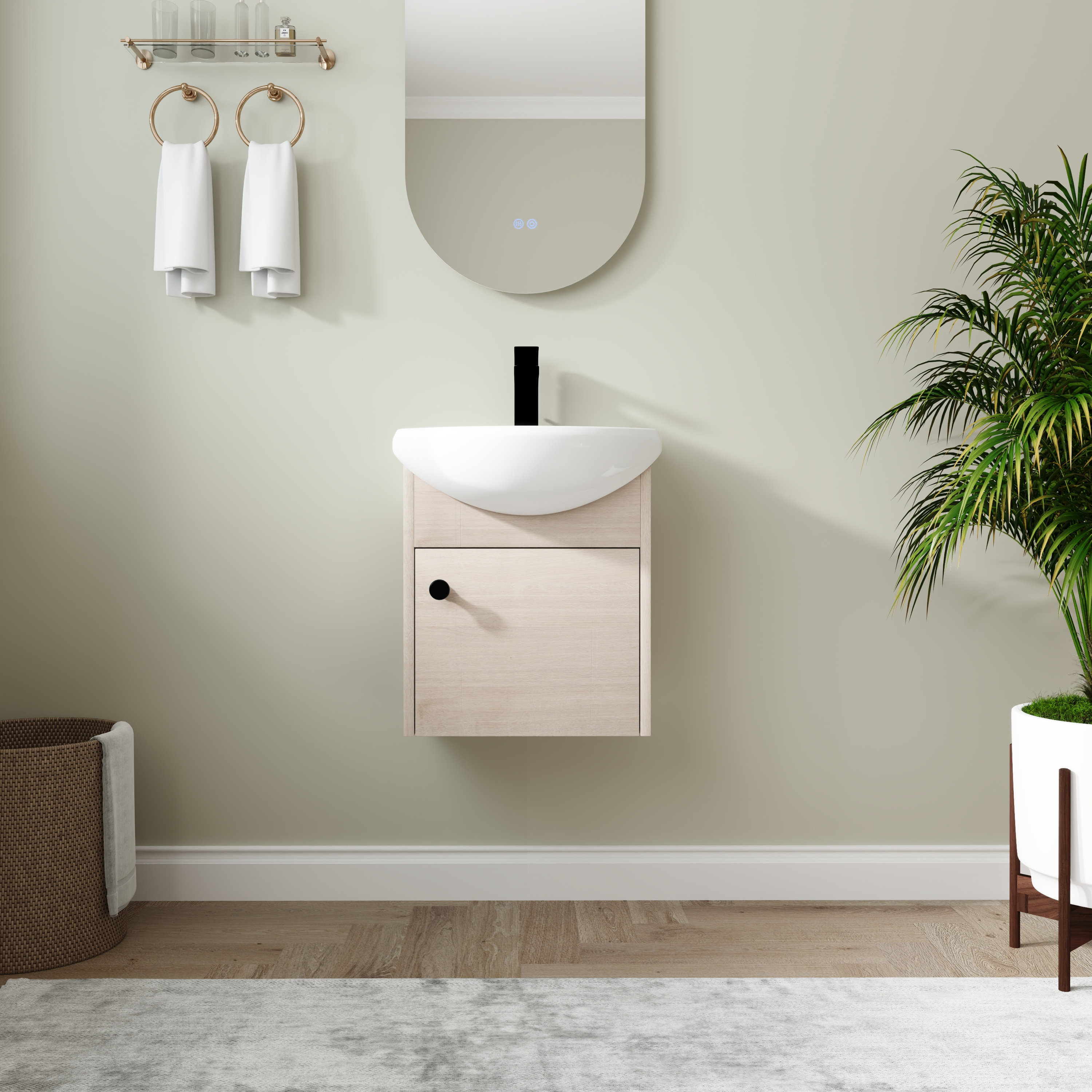 Ebern Designs Elgie 18" Wall-Mounted Single Bathroom Vanity Set | Wayfair