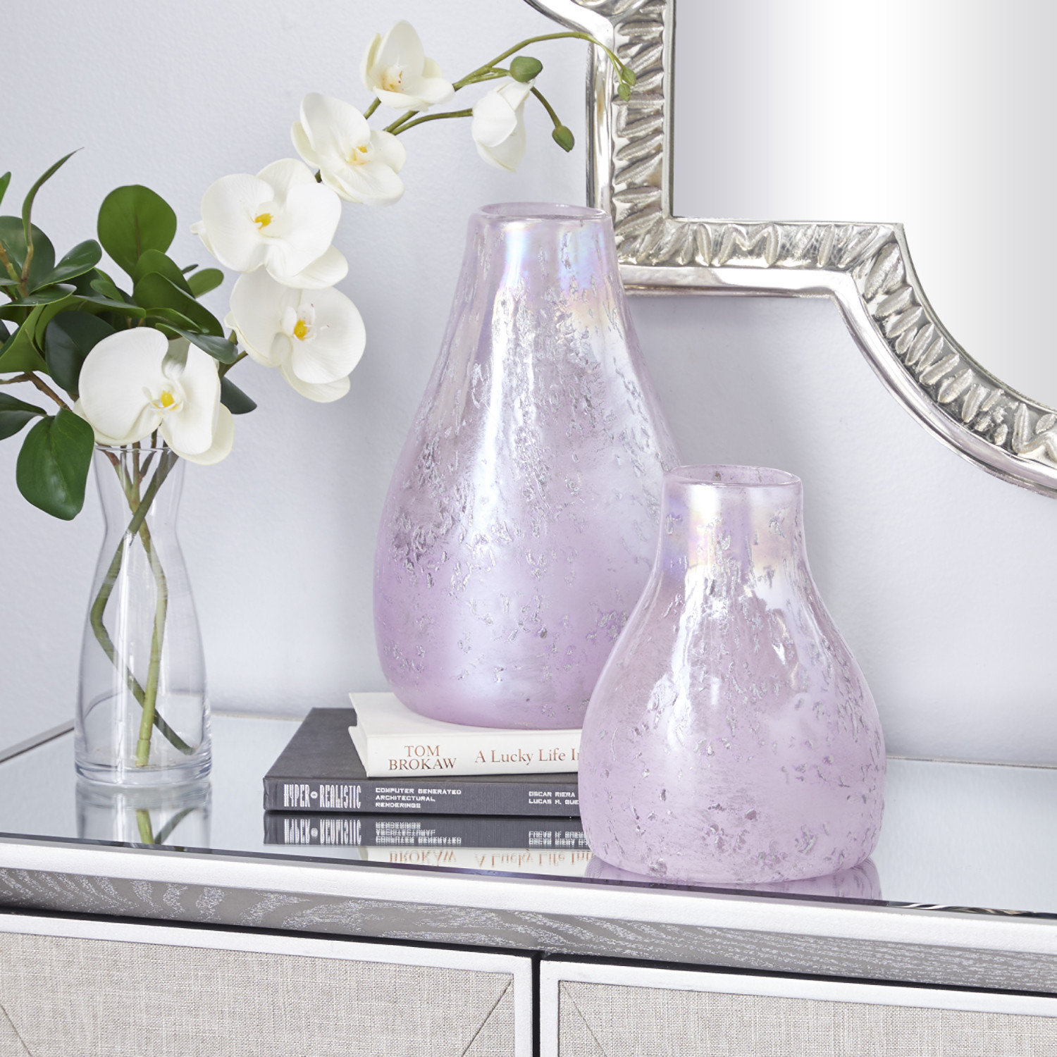 Cosmoliving By Cosmopolitan Set Of 2 Purple Glass Vase - Wayfair Canada