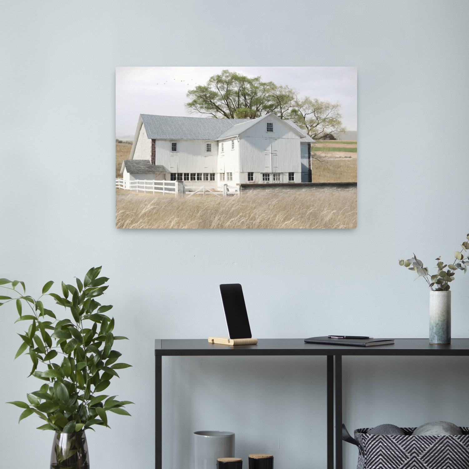 Ophelia & Co. White Summer Barn Abstract Contemporary Landscape Summer ...