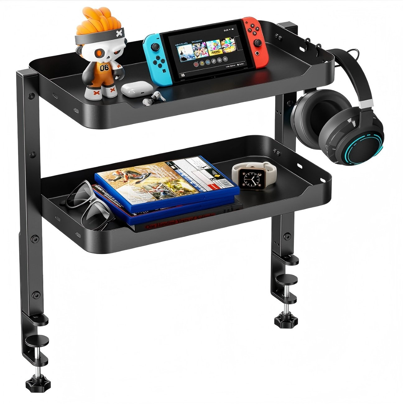 Inbox Zero 2-Tier Clamp On Desk Shelf, 16 Inch Adjustable Above Or ...