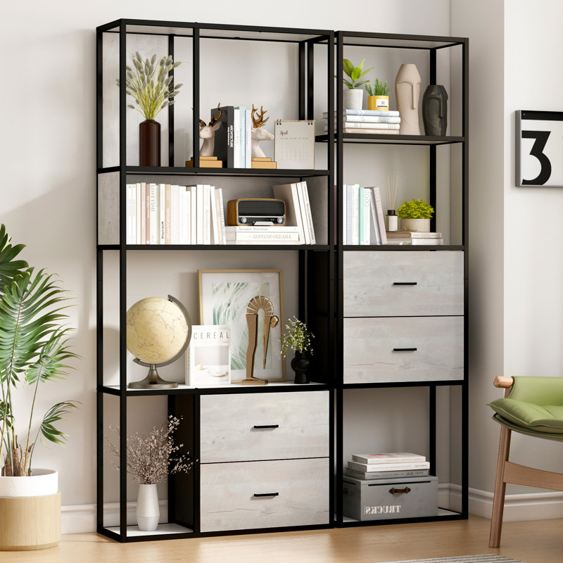 17 Stories Zela 2 Piece Geometric Storage Bookcase | Wayfair