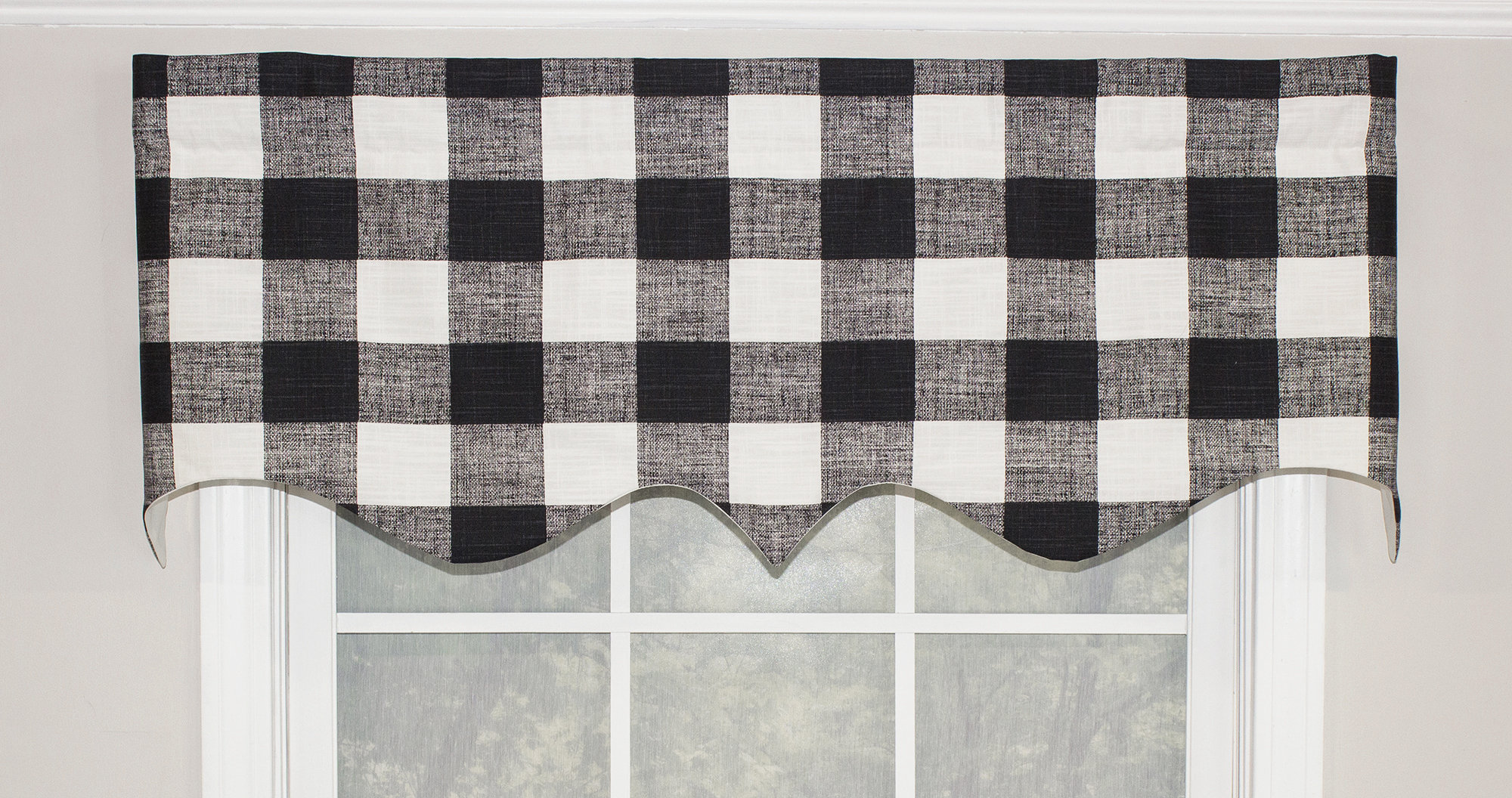 August Grove Haleyville Checkered Cotton Blend 52" Window Valance ...